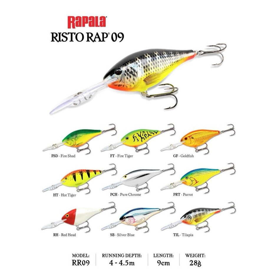 Rapala Risto Rap / RR09 / 9cm 28g Fishing Lure | Shopee Malaysia