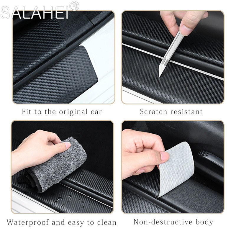 Car Door Sill Carbon Fiber Threshold Trunk Bumper Stickers Protector ...
