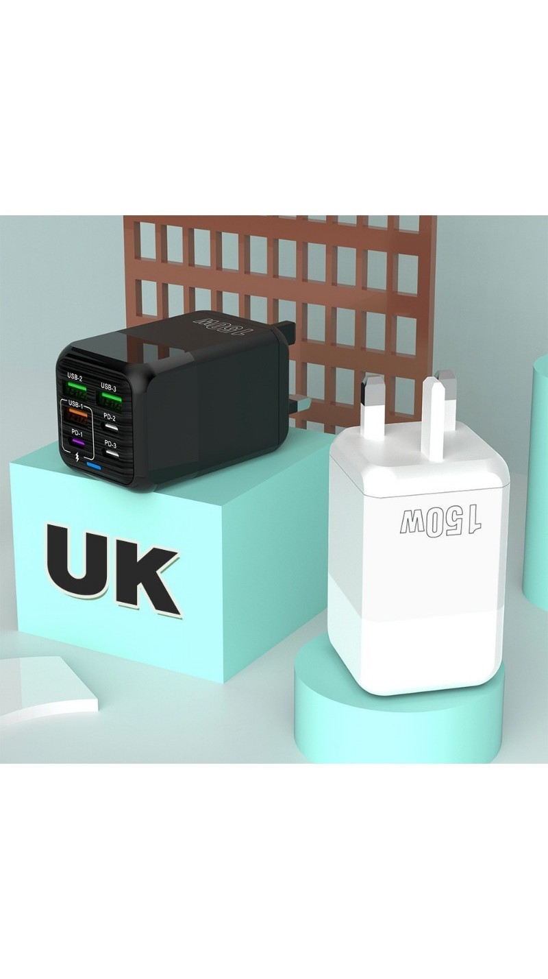 150W 6 Ports 3U+3C Fast Charging Charger Type C High Speed Charge ...