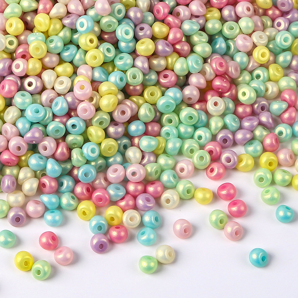 10g Acrylic Charm Water Drop Seed Beads Pearlescent Effect Colourful ...
