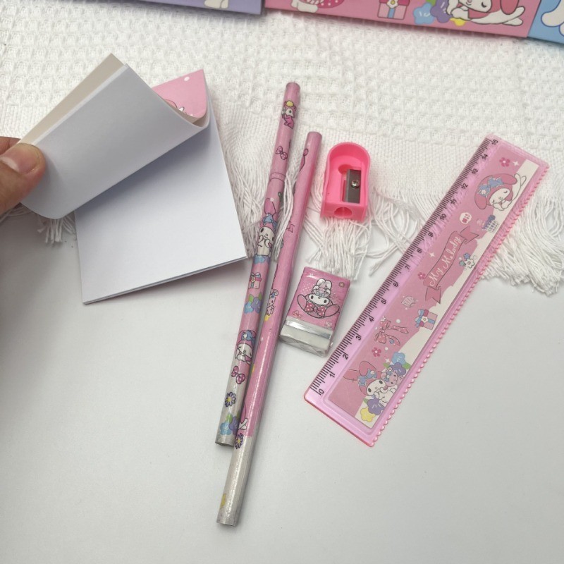 6Pcs Anime Sanrio Melody Kuromi Stationery Set Cinnamoroll Student ...