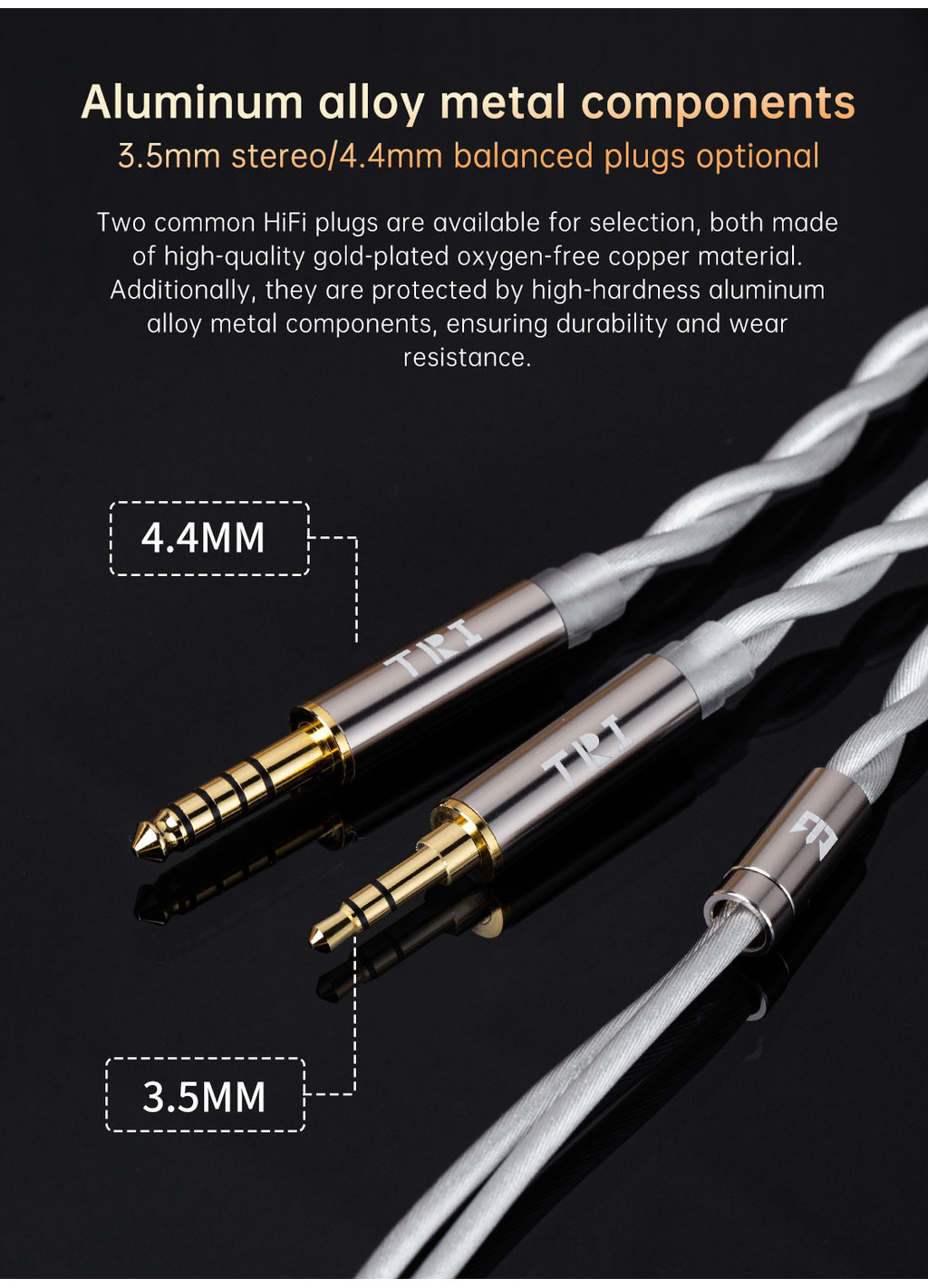 TRI Grace Pro 5N OCC Silver-Plated Upgrade Earphone Cable 3.5MM/4.4MM ...
