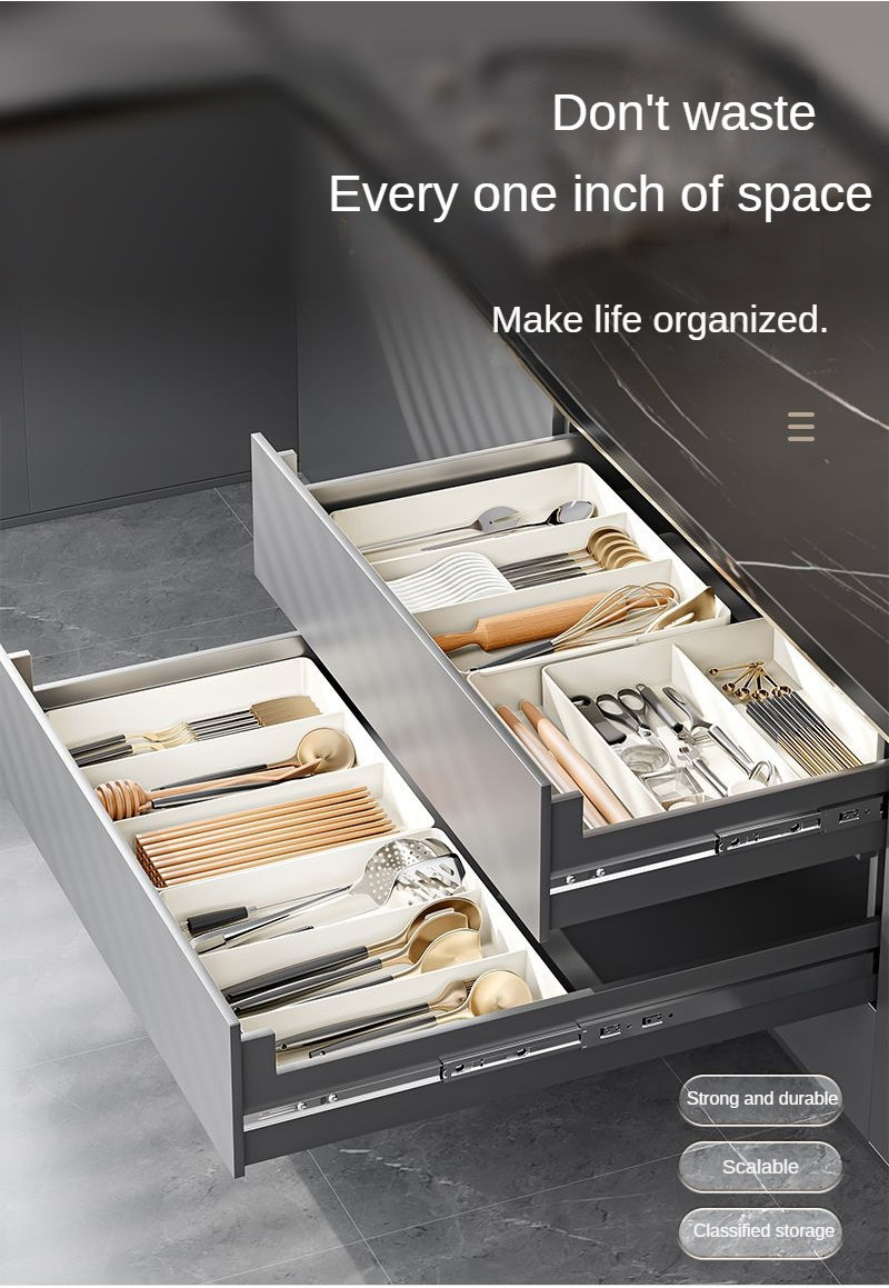 Plastic Kitchen Drawer Organizer Adjustable Drawer Organizer Practical ...