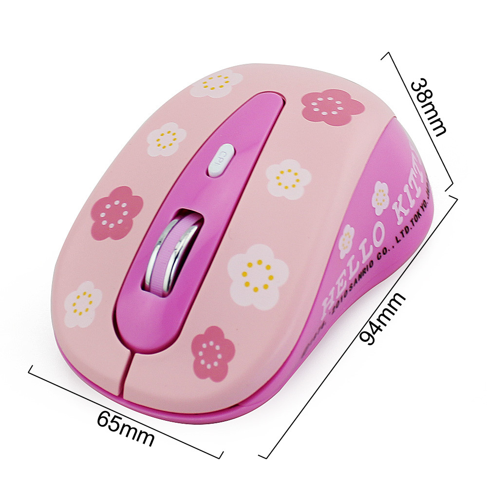 CHUYI Hello Kitty Wireless/Wired Portable Silent Ergonomic Mice With 2.4Ghz Mini Receiver For ...