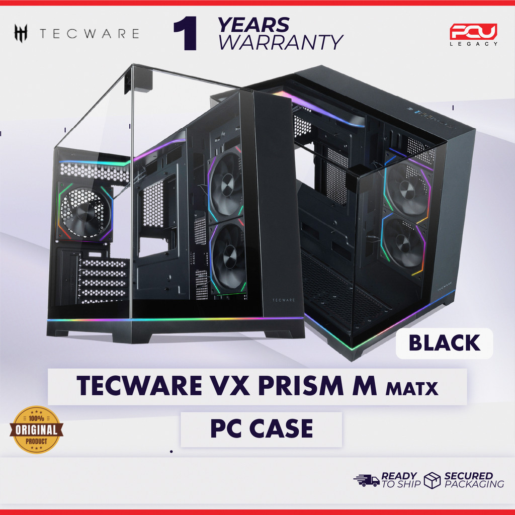 TECWARE VX PRISM M TG MATX CASE WITH 3 ARGB FANS - BLACK | Shopee Malaysia