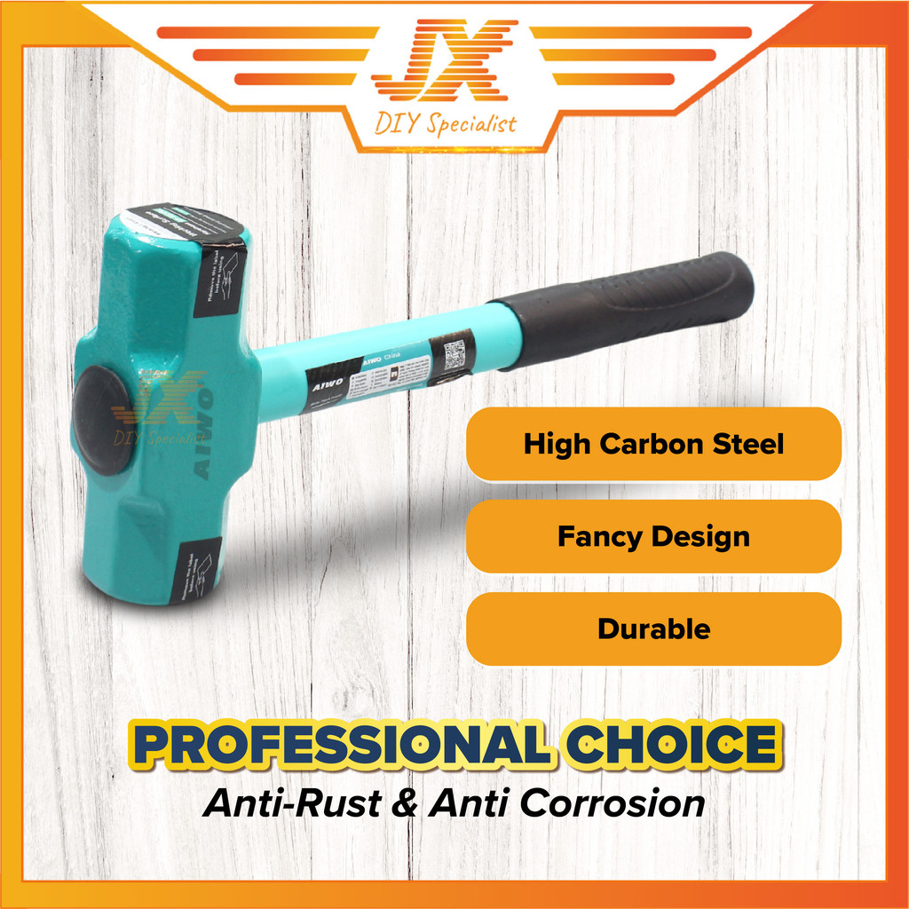 AIWO Sledge Hammer Elastic Handle Vibration Smashing Steel Head ...