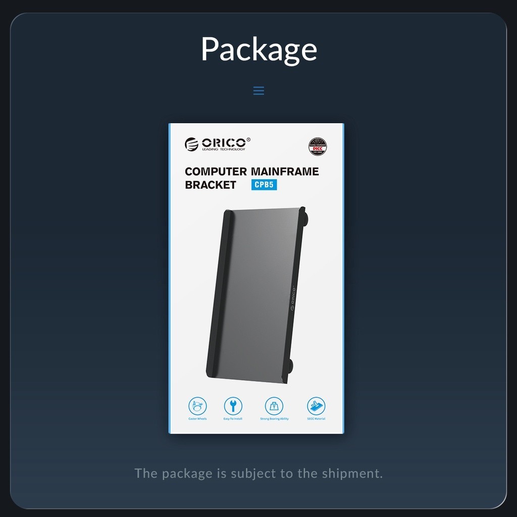 ORICO Steel Mobile CPU Stand Computer Tower Stand Holder with Locking Caster Wheels Fits Most PC ...