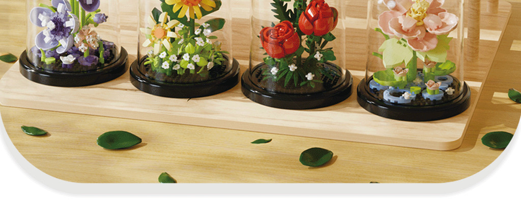 Flower Building Blocks Sunflowers Roses Carnations Hibiscus Potted ...