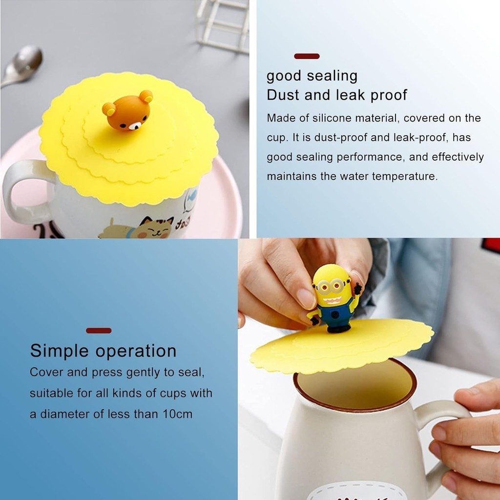 Silicone Cup Cover Lid Heat-resistant Leak Proof Glass Cup Covers ...