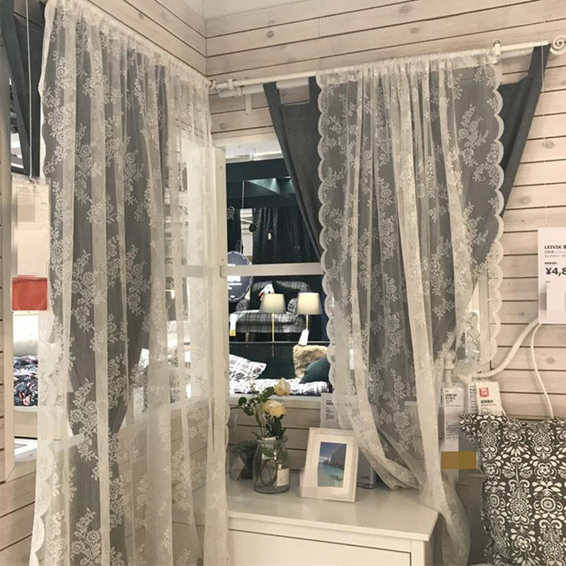 Ins Langsir Lace Hitam White Black Lace Curtain Window Screening ...