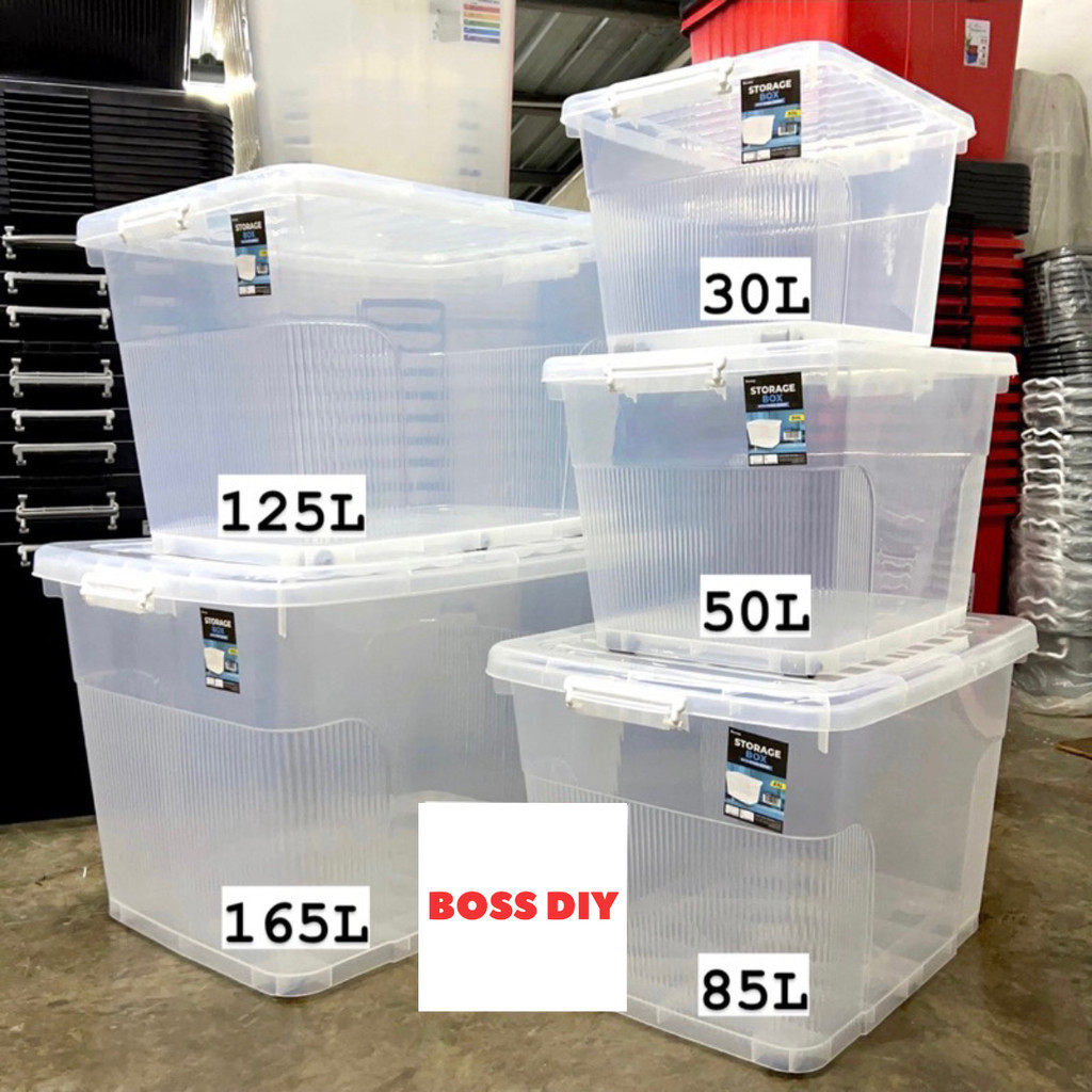 30L Roomy Clear Storage Box Transparent Kotak Simpanan roda/Storage Box ...