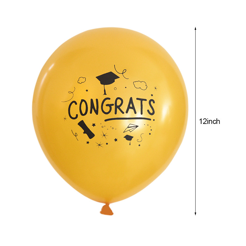 Graduation Balloons Gold Black White Congrats Latex Balloon Set ...