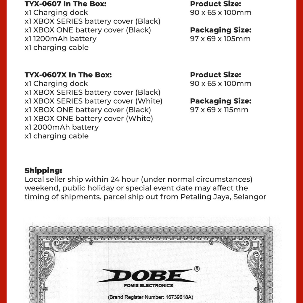 DOBE XBOX Series X/S Charging Dock 1200mAh Rechargeable Battery Charge ...