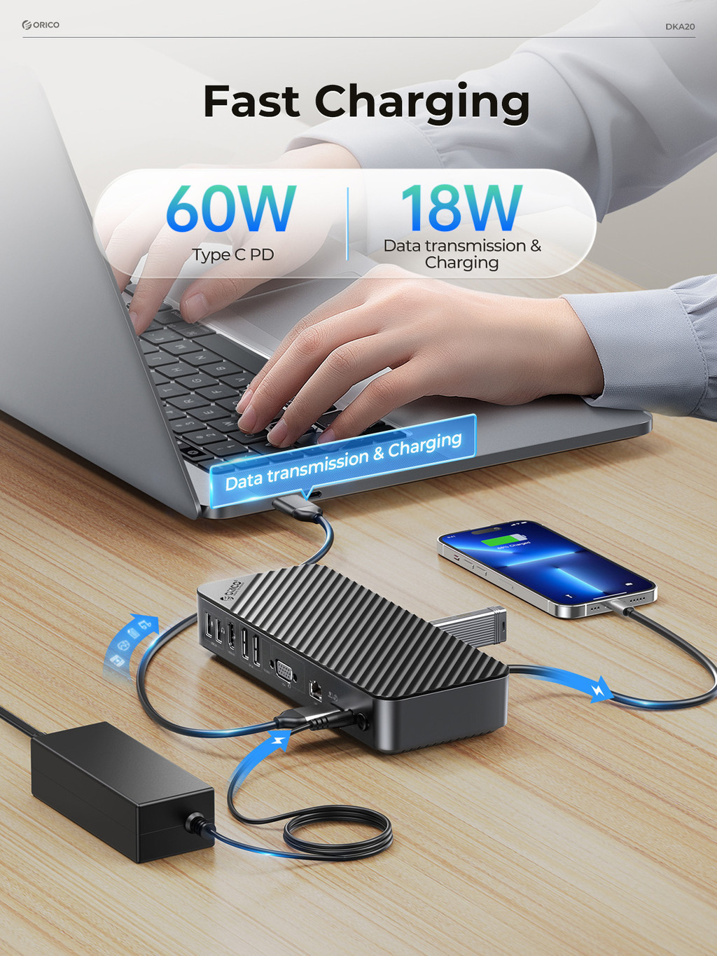 ORICO Docking Station 20-in-1 with 10Gbps USB-C Hub HDMI 4K DP VGA ...