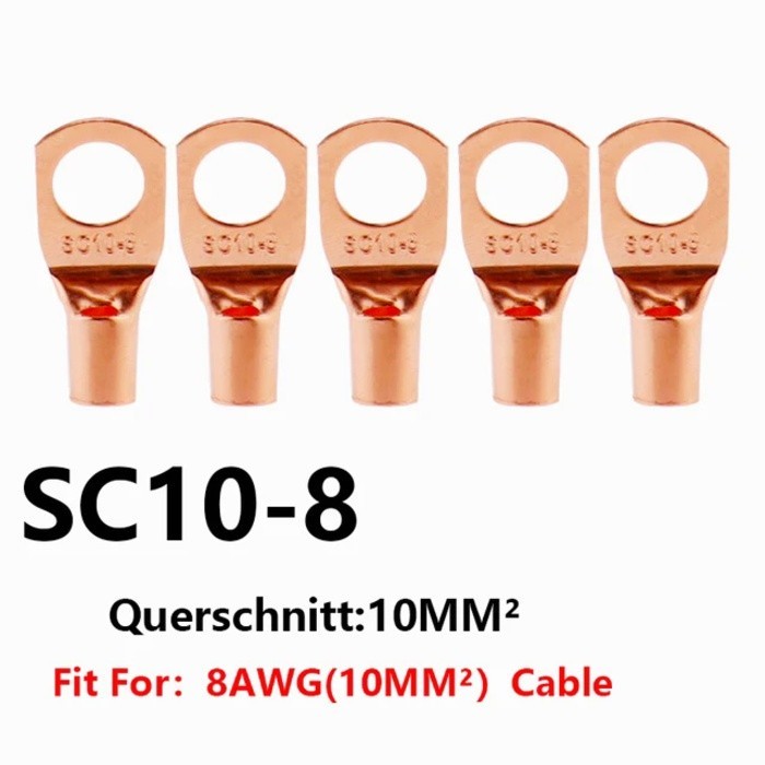 10/50pcs Copper Lug Ring Wire Connectors Bare Cable Electric Crimp ...