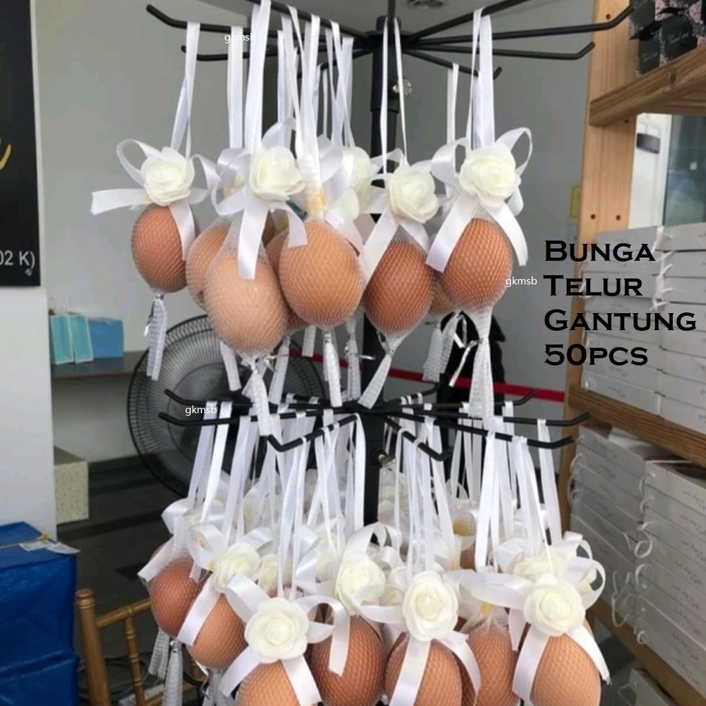 50pcs Bunga Telur Gantung Bajet Bunga Spun | Shopee Malaysia