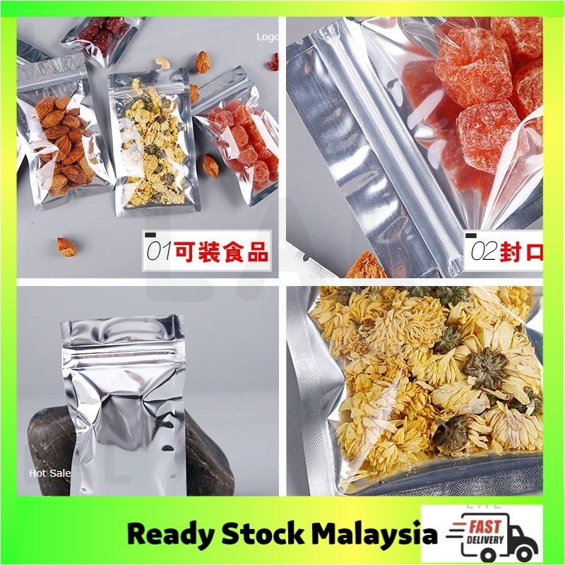 50pcs Zip lock Aluminium Packing Bag Semi Metalised Zipper bag ...