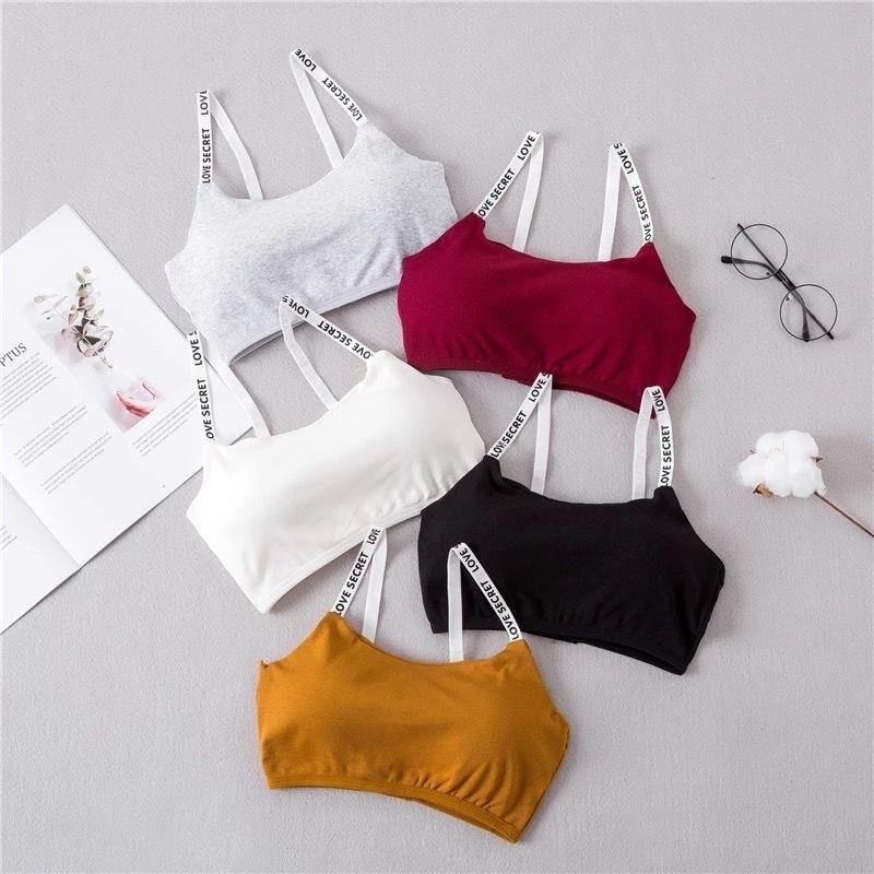 Girl Women Bra Wrapped Three Rows Letter Strap Camisole Gathered for ...