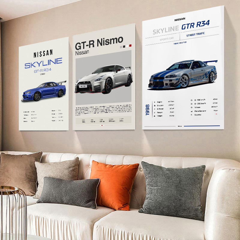 Car Classic Sports Car Series Print Posters 911 GTR 718 Luxury ...
