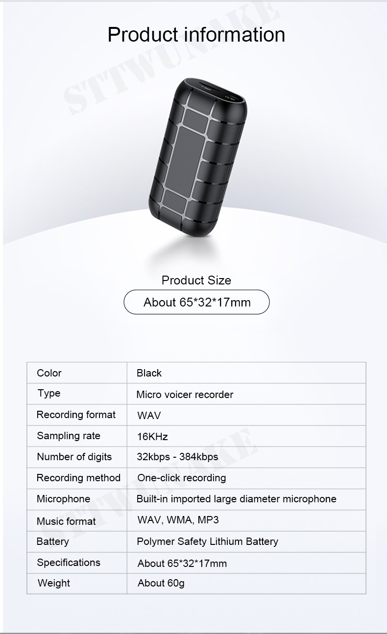 500 Hours Time Mini Voice Activated Recorder Built-in Magnet Spy Small ...