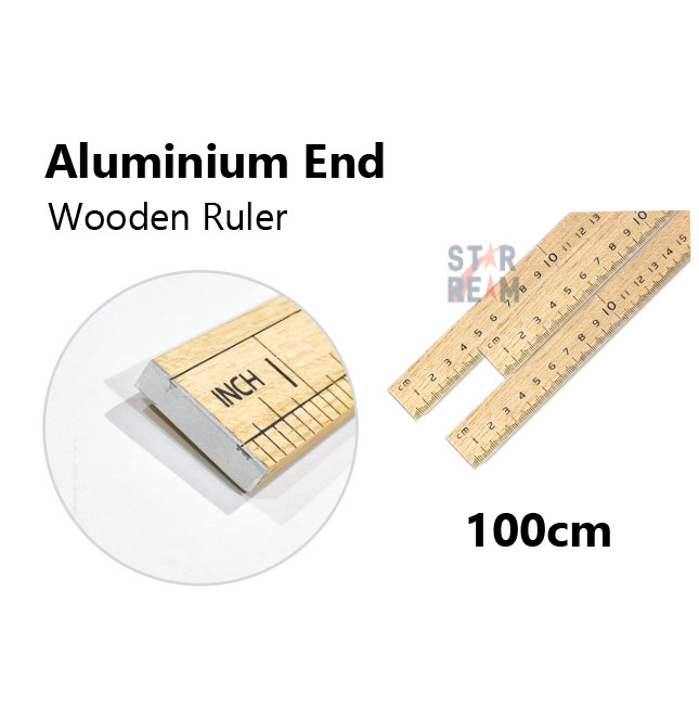 1 Meter (100cm) Pembaris Kayu/ Tailor Wood Ruler/ Pembaris Jahitan Ukur Baju/ Pembaris Ukur Kain ...