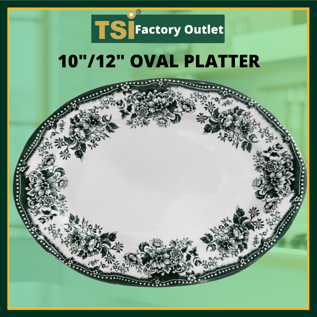 CLAYTAN 10" & 12" OVAL PLATTER Ceramic Plate Pinggan Bujur Seramik Kaca ...