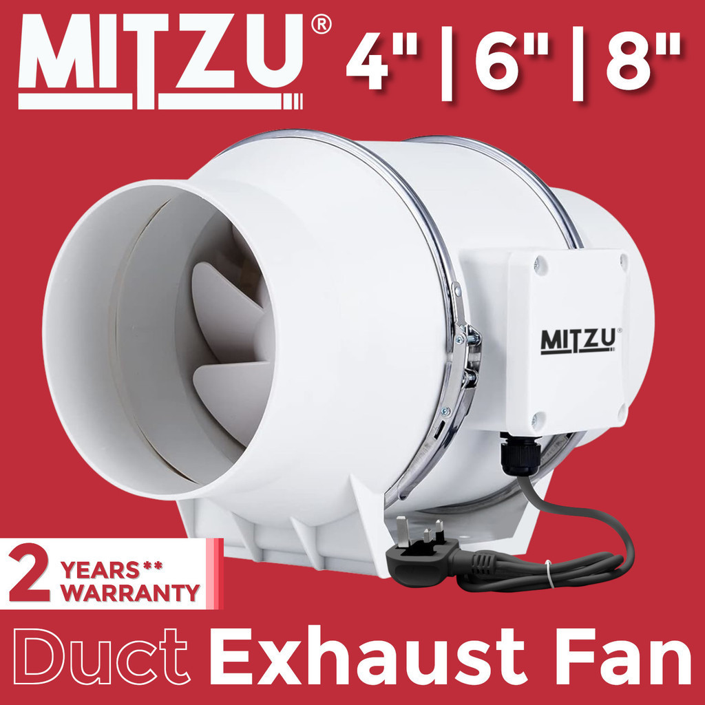 MITZU Duct Exhaust Fan 8" 6" 4" Ducting Exhaust Fan Duct Ventilation ...
