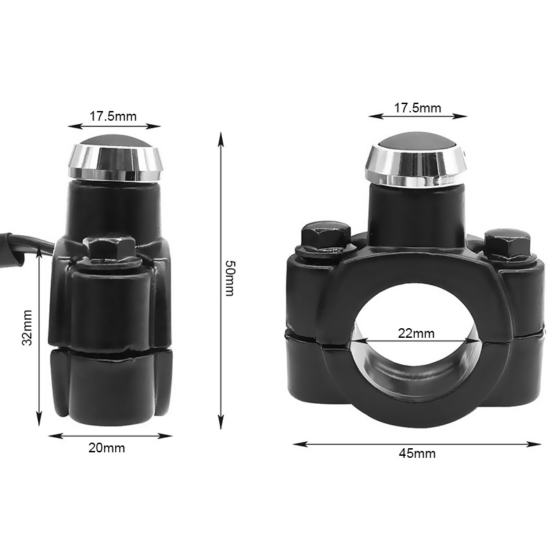 Motorcycle Switch Horn Handlebar Mount Push Button Momentary Start ...