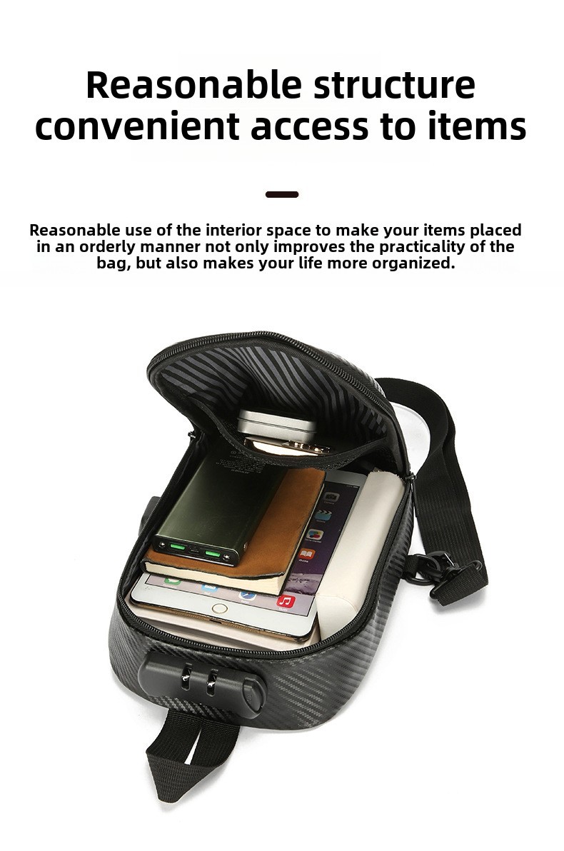 LABER LEE Men Shoulder Bag EVA Crossbody Chest Bag Waterproof USB ...