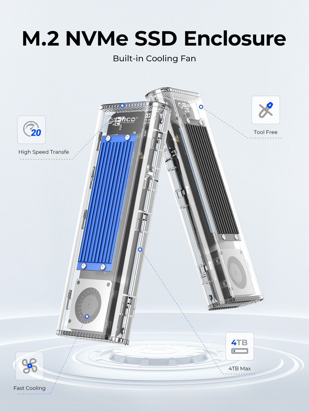 ORICO M.2 NVME SSD Case Enclosure 20Gbps USB 3.2 Gen 2 x 2 PCIE NVME ...