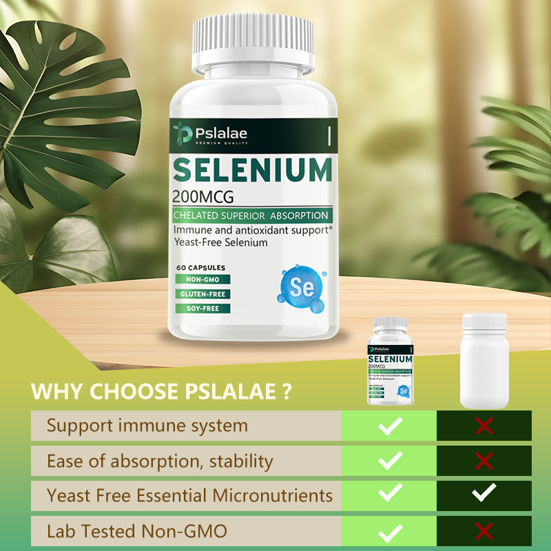 Pslalae Selenium 200 mcg for Immune System, Thyroid, Prostate, and ...