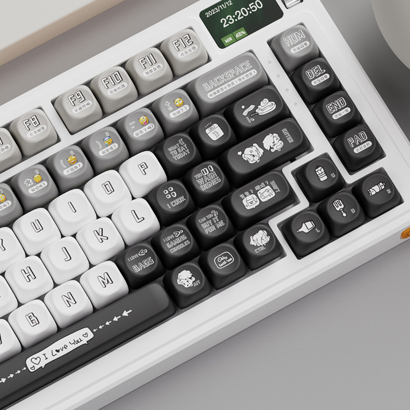 PBT Mechanical Keyboard Keycaps Couple Story Black Gray Theme Dye ...