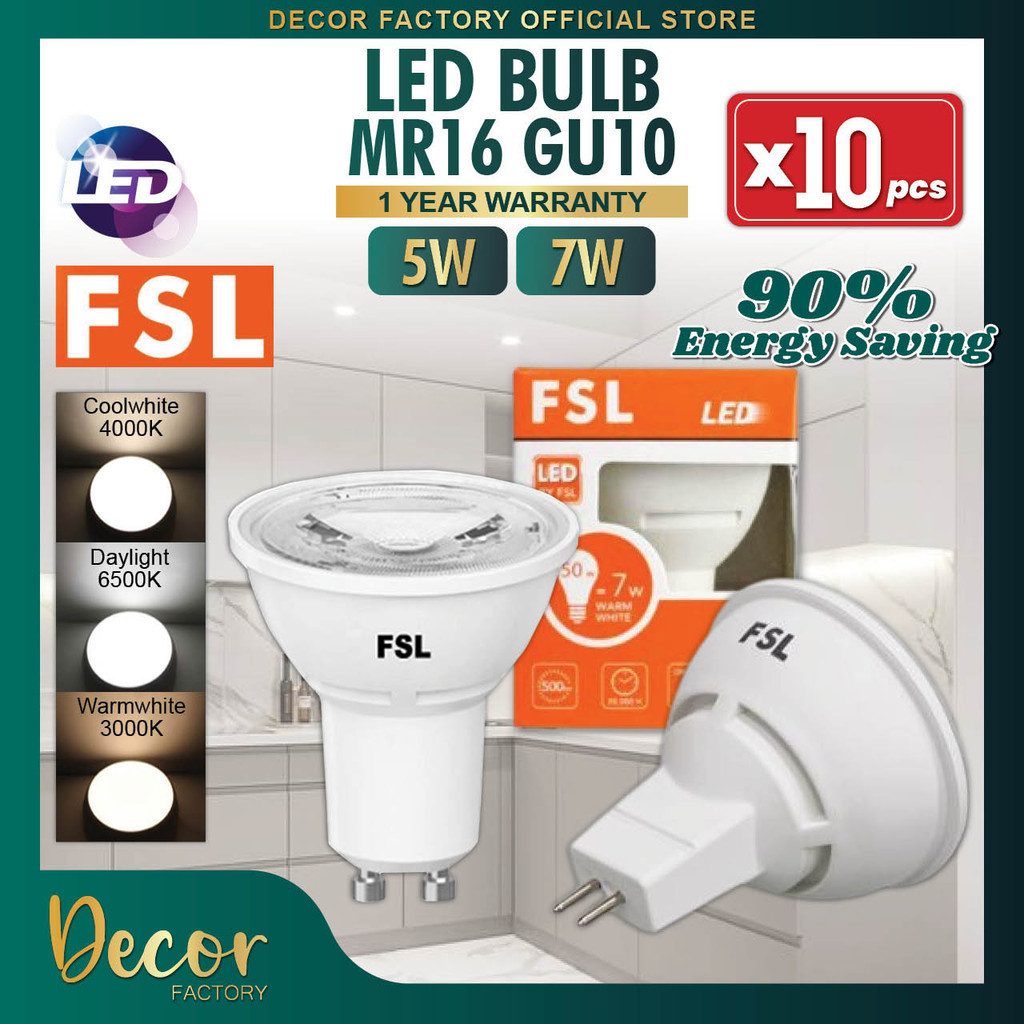 FSL [SET 10pcs] LED BULB HIGH QUALITY GU10 Bulb MR16 Bulb 5W 7W Spot ...