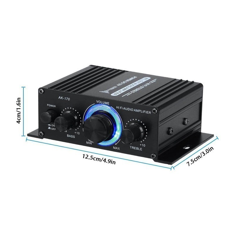 Audio Power Amplifier 200W+200W 2-channel Power Amplifier/RCA Input ...