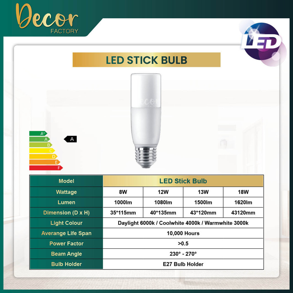 LED Bulb E27 PLC G24 NonSirim 8W 12W 13W 18W Daylight Coolwhite ...