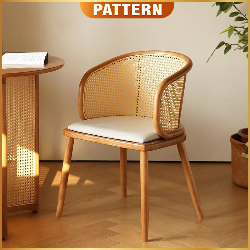 PATTERN Nordic Rattan Chair Style Armed | Home Balcony Leisure Dining ...