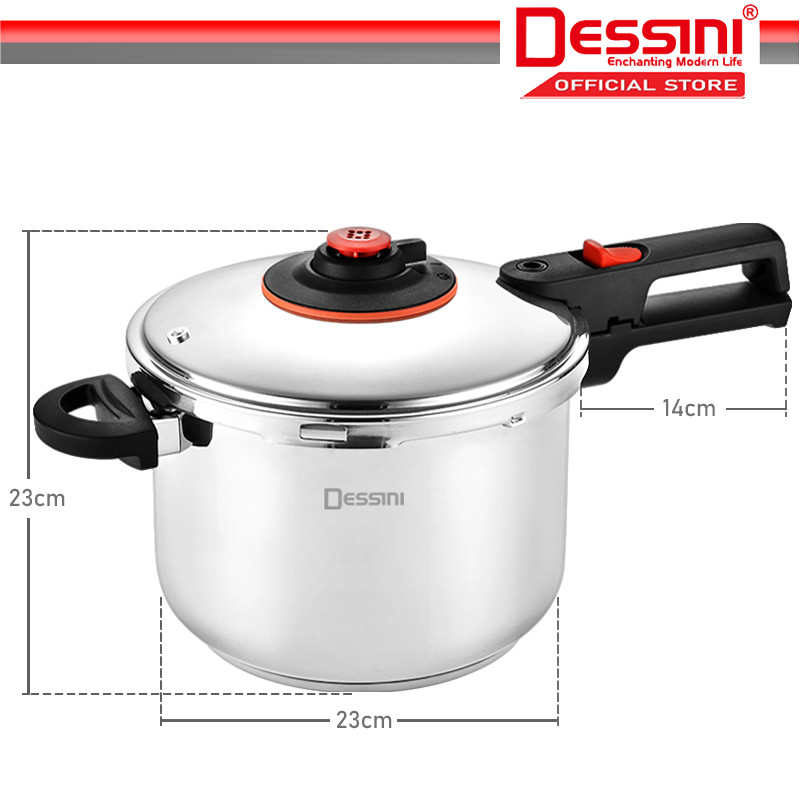 DESSINI ITALY 6L Non-stick Stainless Steel Induction Pressure Cooker ...