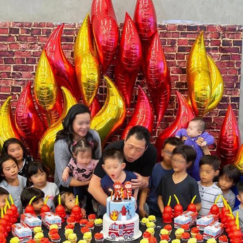 10pcs Flame Balloons 18inch S Shape Fire Balloon Fireman Sam Themed ...