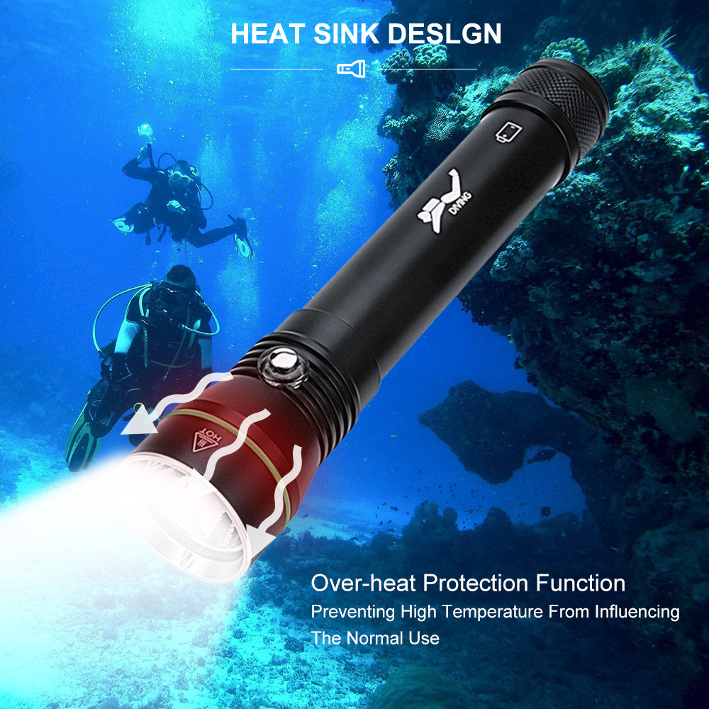 Professional Underwater Diving Flashlight LED Underwater 300M SOS ...