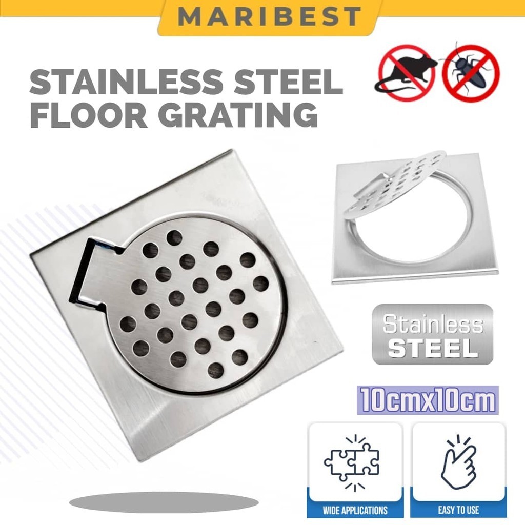 CP-100 10CMX10CM Stainless Steel Floor Grating Floor Trap Cover Drain ...