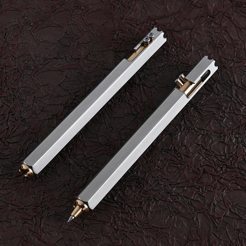 CNEDC Stainless Steel Six-sided Bolt Pen Brass Business Signature Pen ...