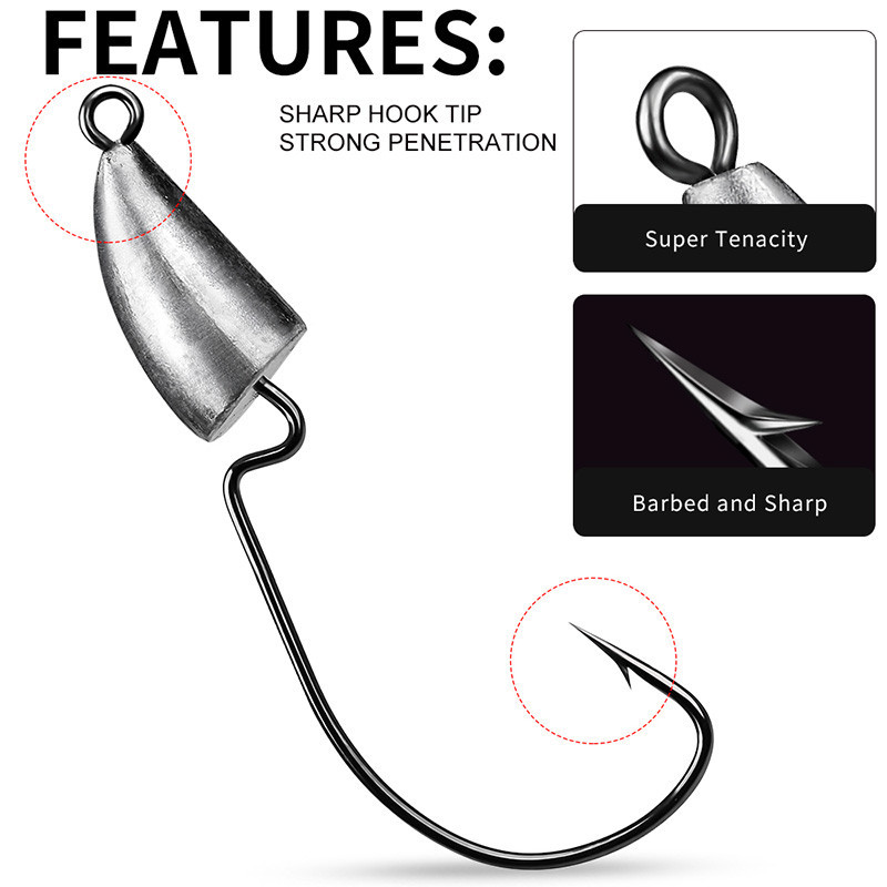 Ready Stock! 5pcs/lot 10pcs/lot NED Head Jigs Hook 3g 5g 7g 10g 14g ...