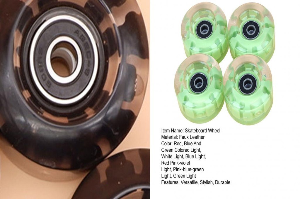 SPM Skateboard Wheels Comfortable Skating Wheels 4 Pack Light Up Roller ...