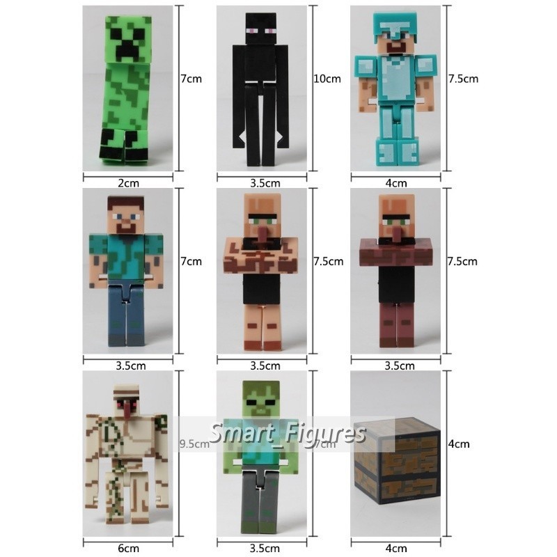 Minecraft Series Diamond Steve Minifgures Enderman Creeper Villager ...