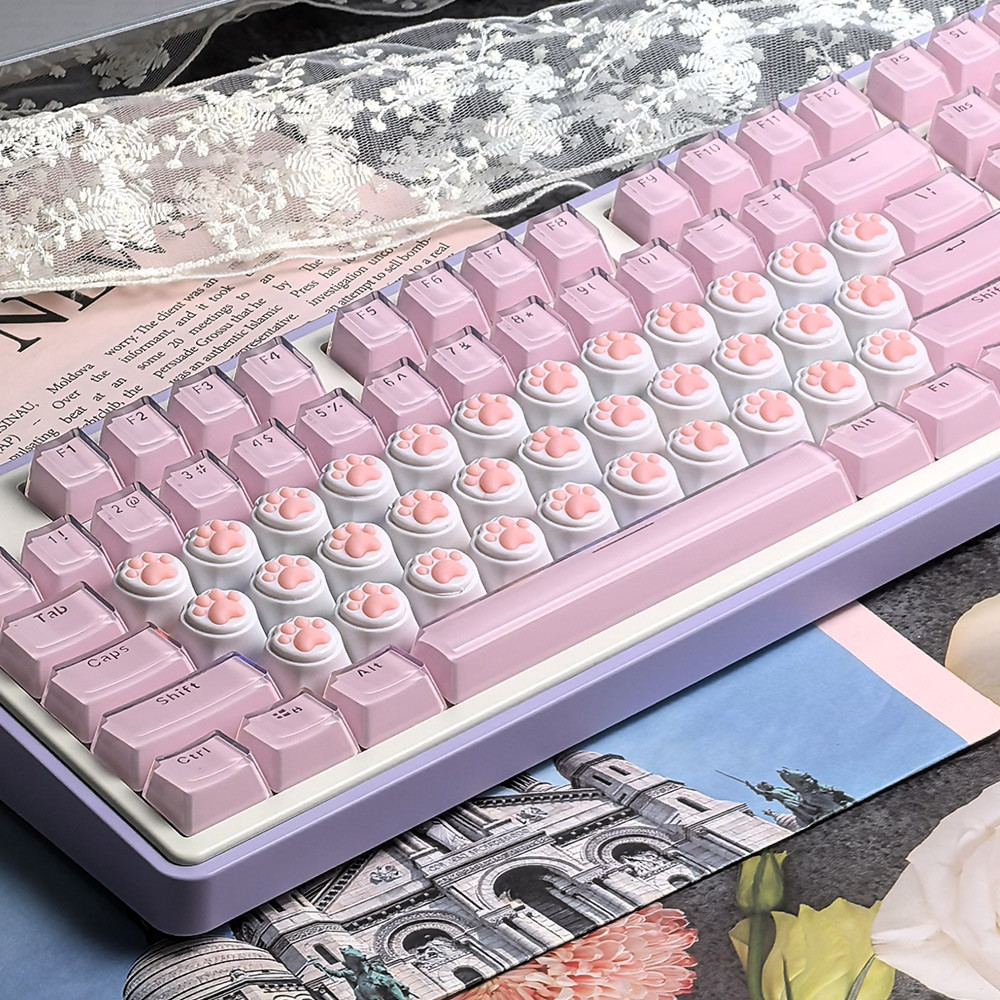 Cat Paw Keycap Mechanical Keyboard DIY Keycaps Pink Creative Super Cute ...