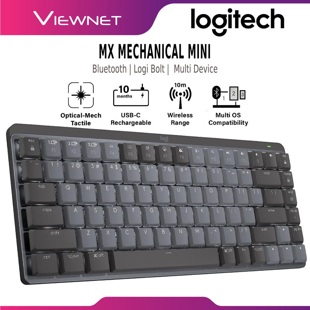 LOGITECH MX MECHANICAL MINI WIRELESS ILLUMINATED PERFORMANCE KEYBOARD ...