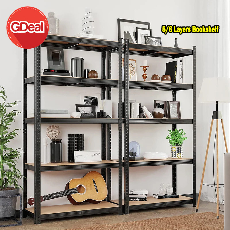 GDeal 5/6 Layers Floor Standing Steel Bookshelf Home Kitchen Store ...