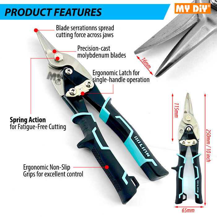 BOLIAN 10" HEAVY DUTY CRV AVIATION TIN SNIP CUTTER ZINC METAL SHEET ...
