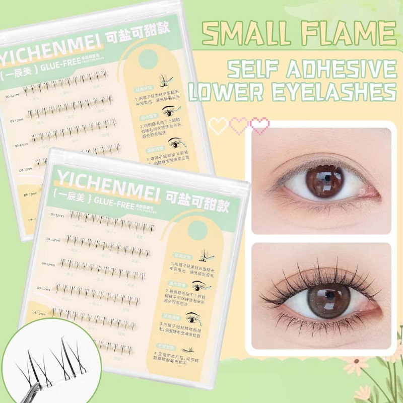 Midsummer Nigh Glue-Free Lower Eyelash Clusters - Transparent Stem False Eyelashes - Segmented ...