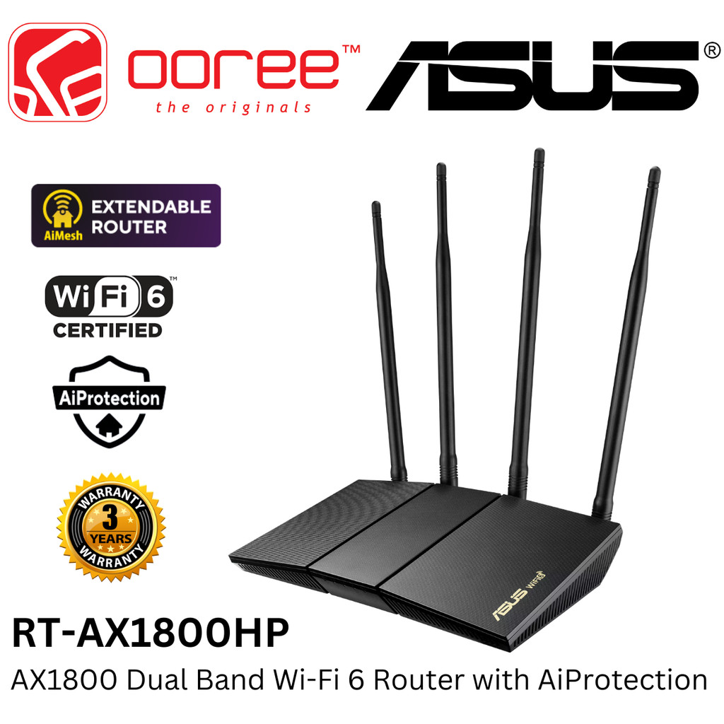 ASUS RT-AX1800HP AX1800 DUAL BAND WIFI 6 ROUTER WITH MU-MIMO & OFDMA ...